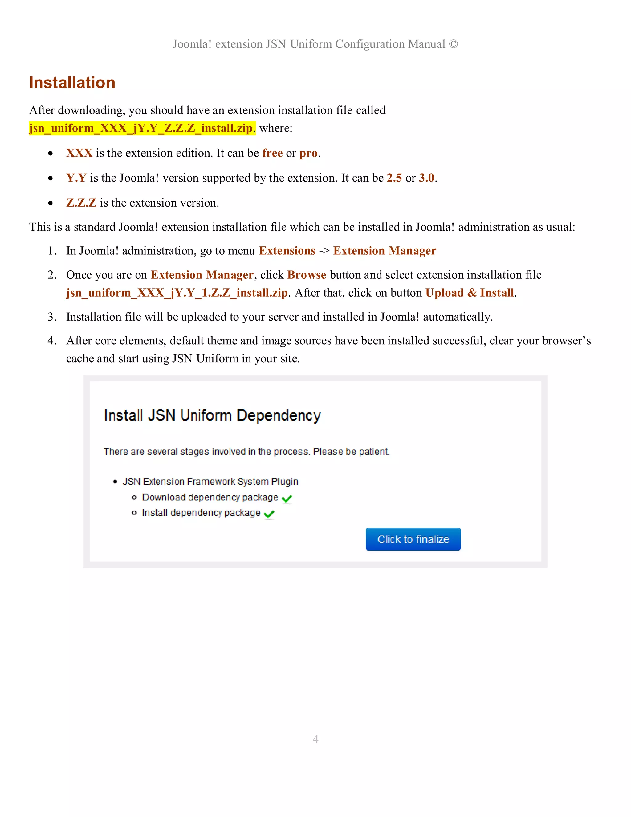 JSN UniForm Configuration Manual | PDF
