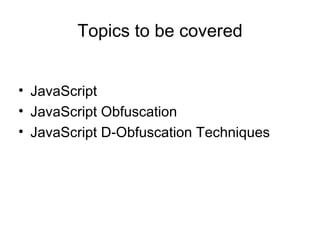 JavaScript Obfuscation | PPT