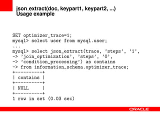 Moving to the NoSQL side: MySQL JSON functions | PPT