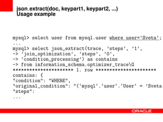 Moving to the NoSQL side: MySQL JSON functions | PPT