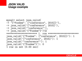 Moving to the NoSQL side: MySQL JSON functions | PPT