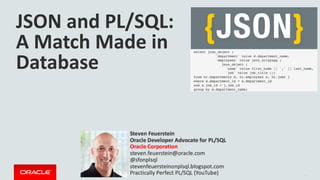 JSON and PL/SQL: A Match Made in Database | PPT