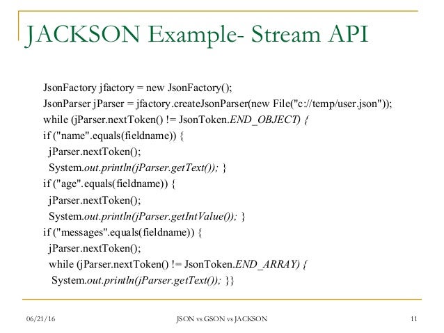 Json vs Gson vs Jackson