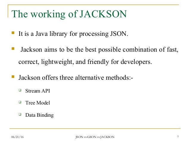 Json Vs Gson Vs Jackson 