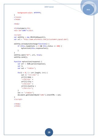 Json tutorial, a beguiner guide | PDF