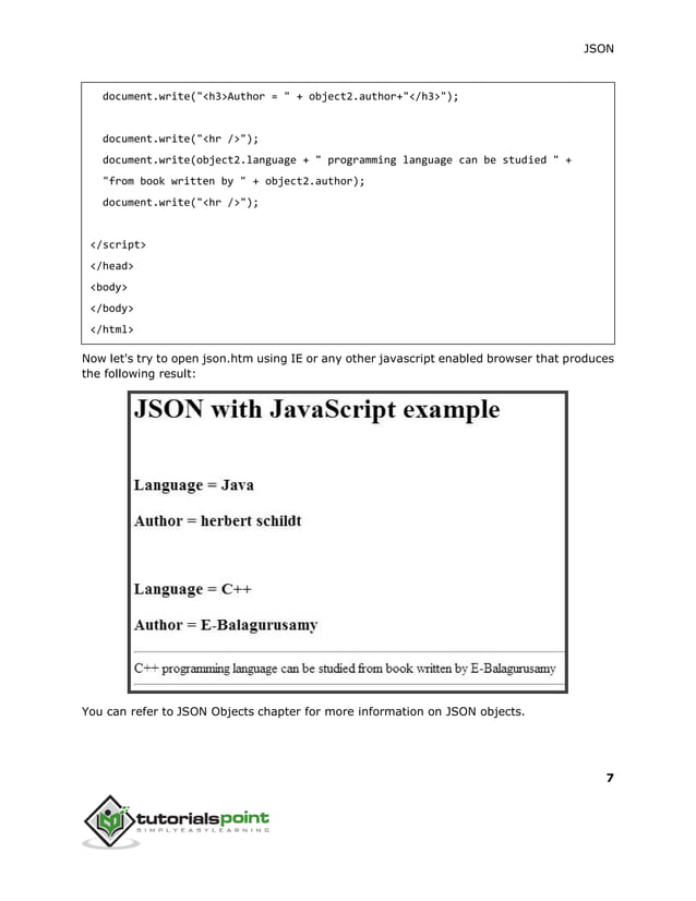 Json tutorial | PDF | Web Development | Internet
