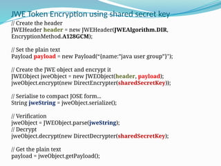 JsonWebTokens ppt - explains JWT, JWS , JWE Tokens | PPT
