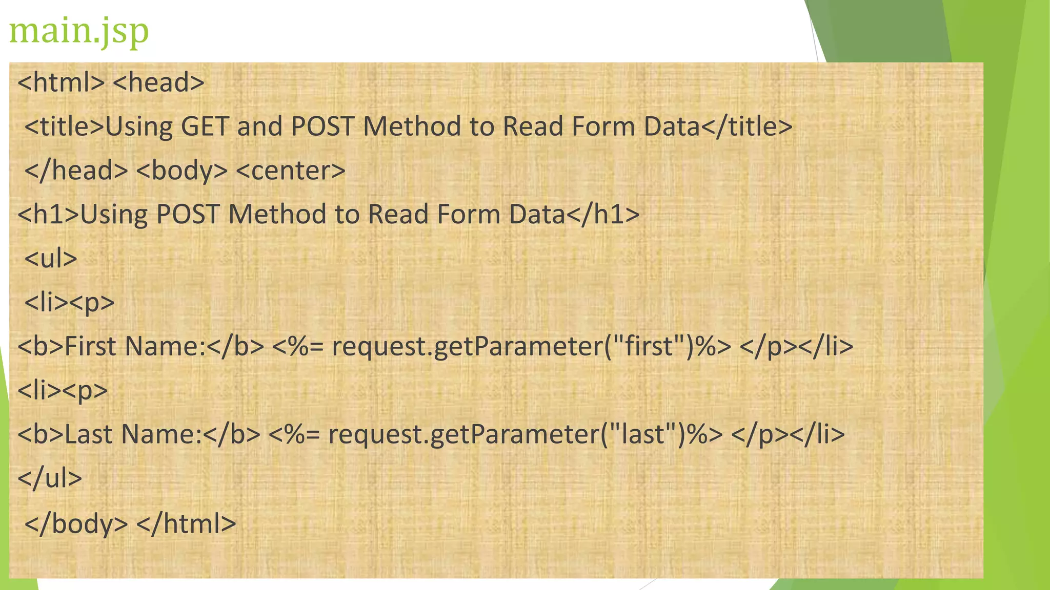 Jsp Java Server Pages Pptx Web Design And Html Internet