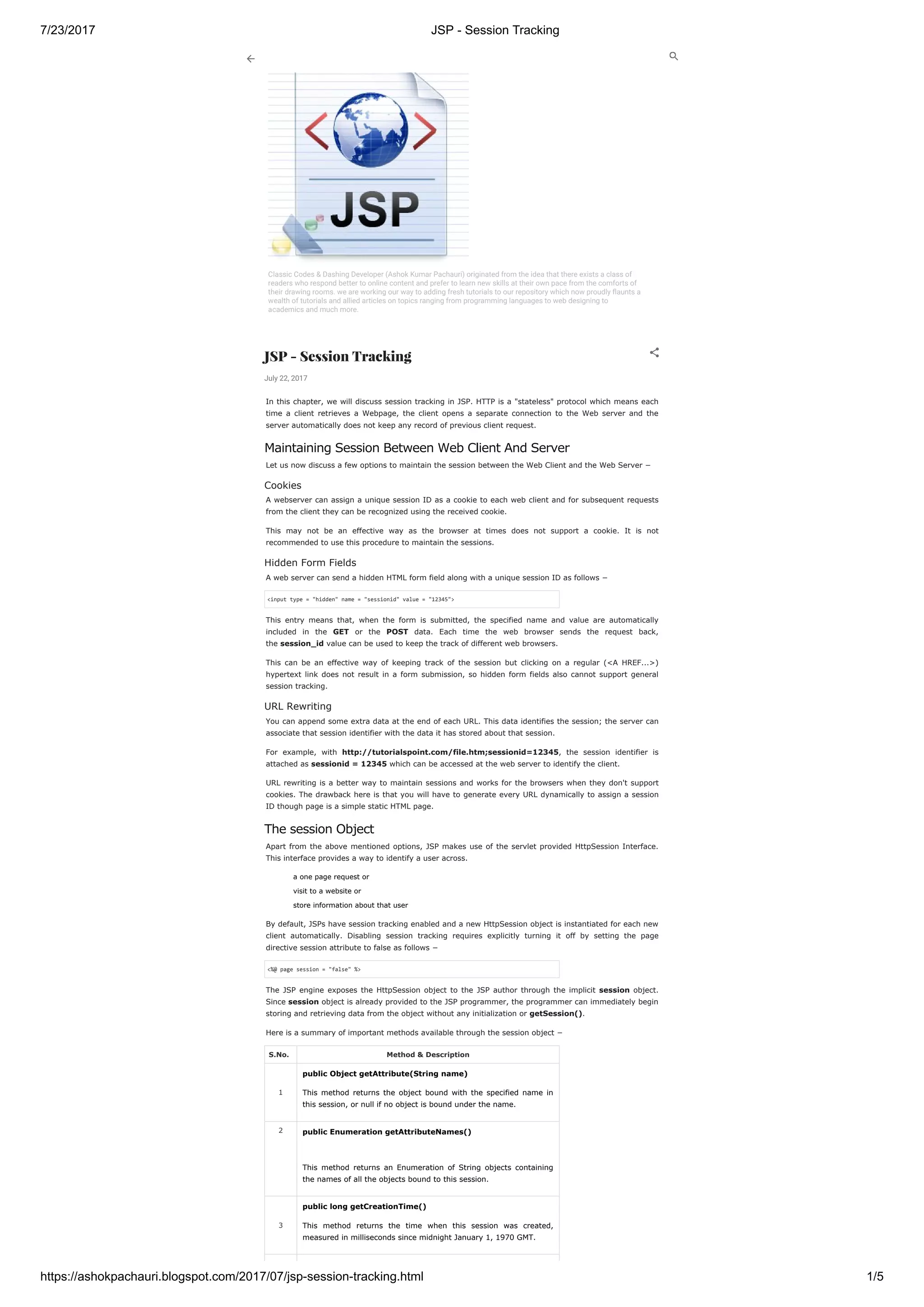 Jsp session tracking | PDF