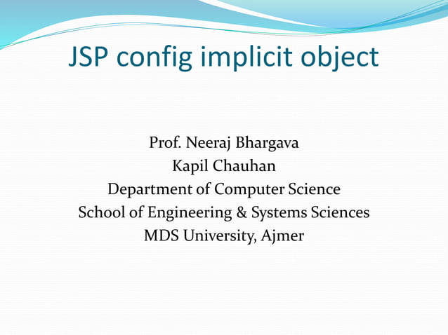 Jsp config implicit object | PPTX