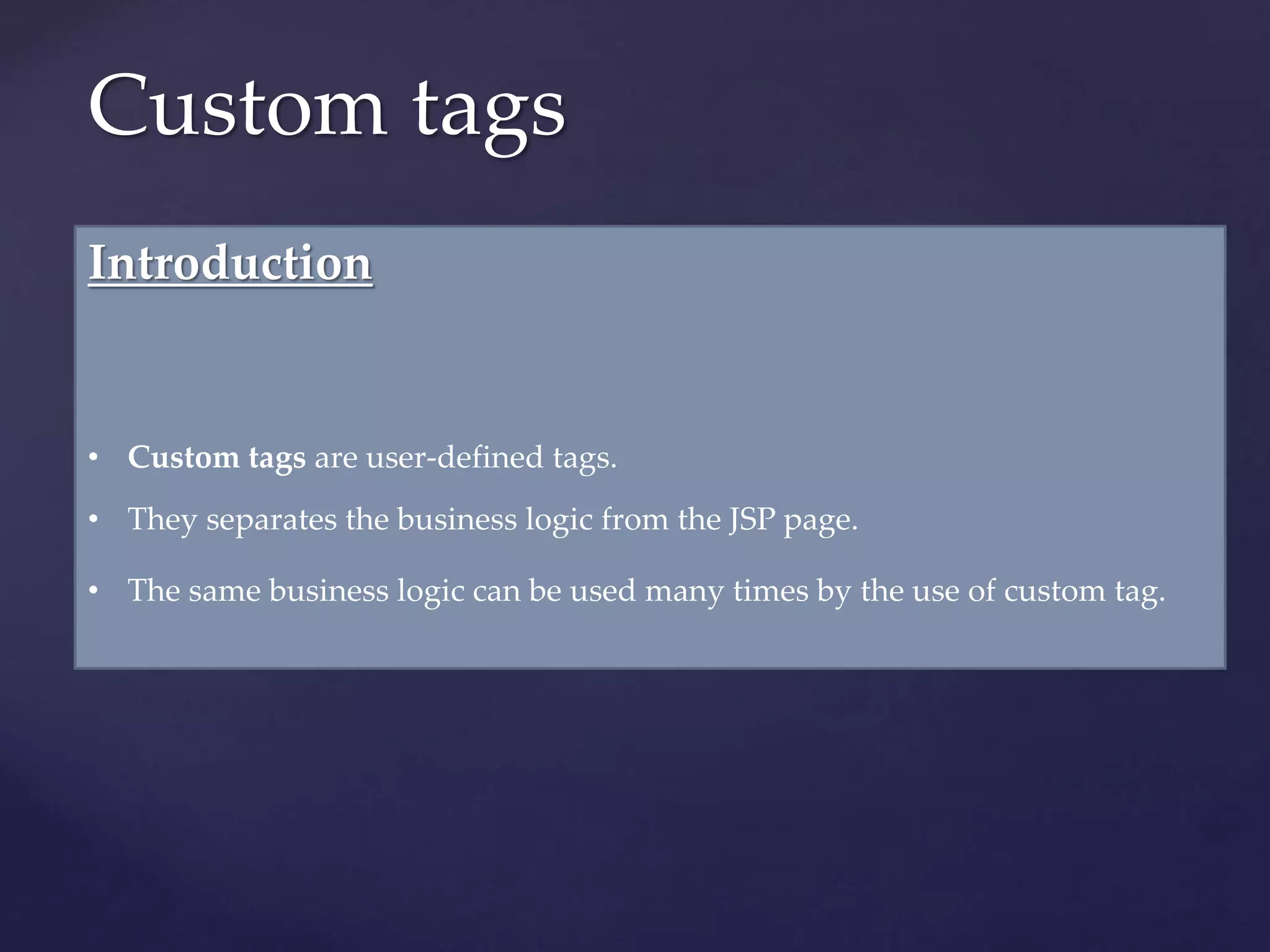 JSP custom tags | PPT
