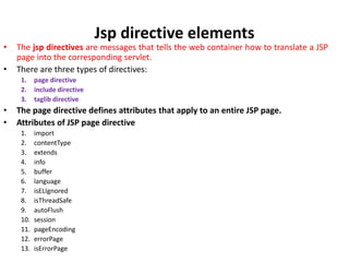 Jsp elements | PPTX | Web Development | Internet