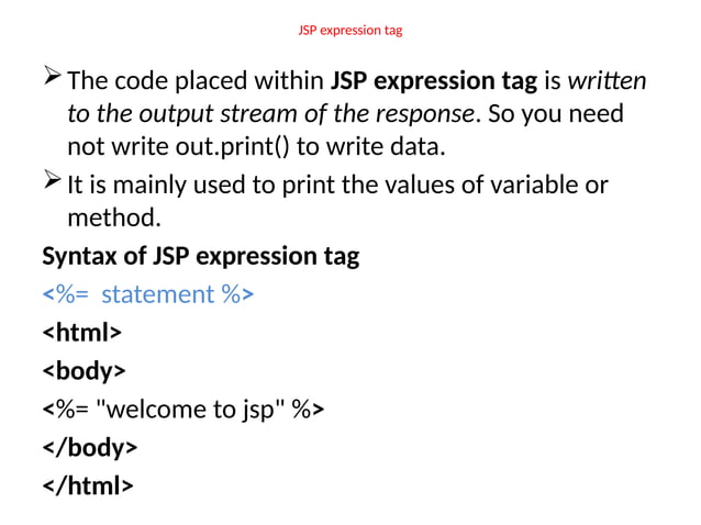 jsp elements java server tag with jsp elements .pptx
