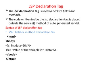 jsp elements java server tag with jsp elements .pptx