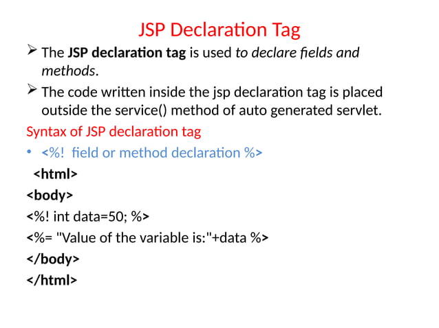 jsp elements java server tag with jsp elements .pptx