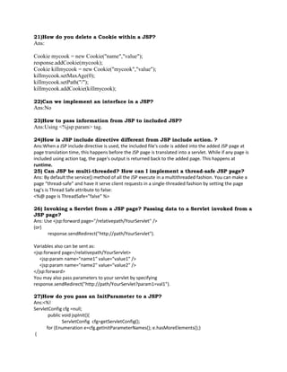 Jsp interview questions by java training center | DOCX
