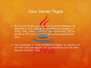 Jsp(java server pages) | PPTX | Web Development | Internet