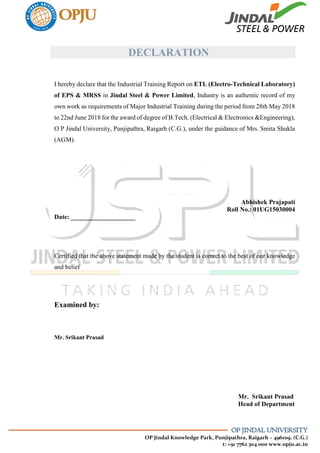 JSPL-ETL training report 2018 | PDF