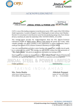 JSPL-ETL training report 2018 | PDF