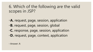 JSP MCQ Question with Answer | PPTX | Web Development | Internet