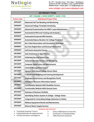 Jsp project titles | PDF