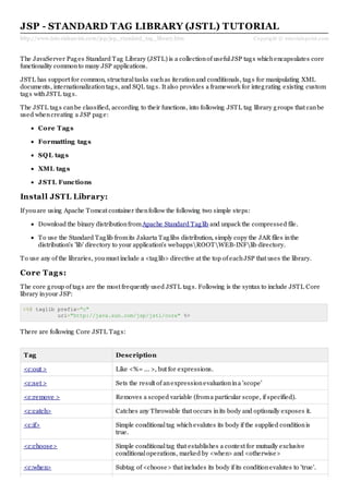 Jsp standard tag_library | PDF