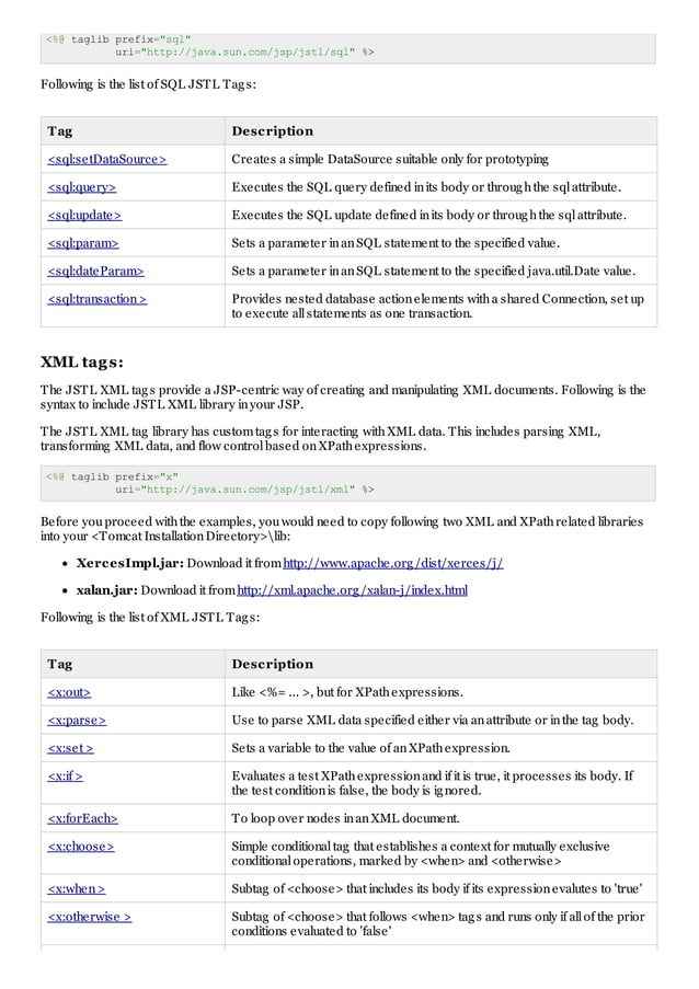 Jsp standard tag_library | PDF