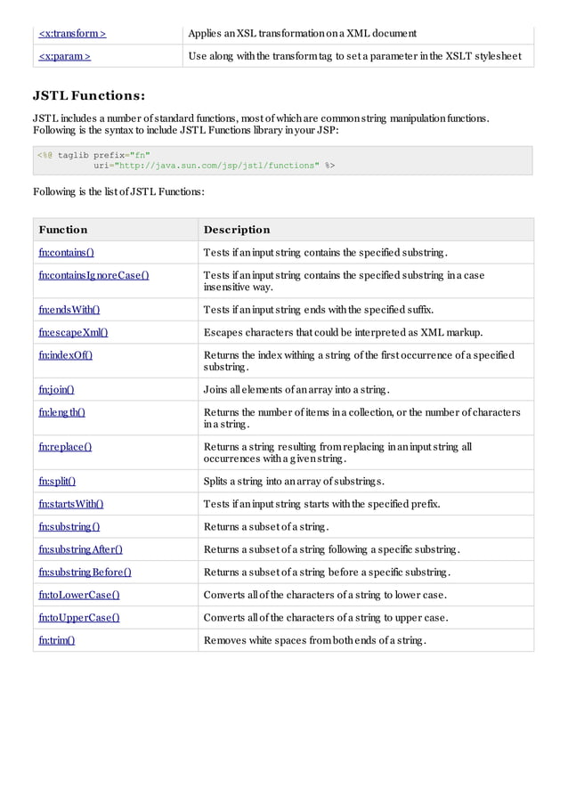 Jsp standard tag_library | PDF