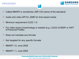 Jsr135 sup | PPT | Digital Audio | Computer Software and Applications