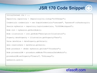 JSR 170: The Key to Unlocking Content Repositories | PPT
