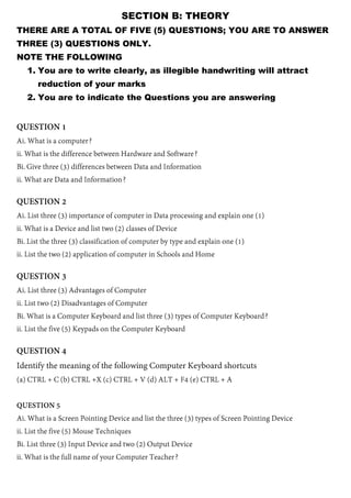 J.S.S.1 Computer Studies 3rd Term Examination | PDF