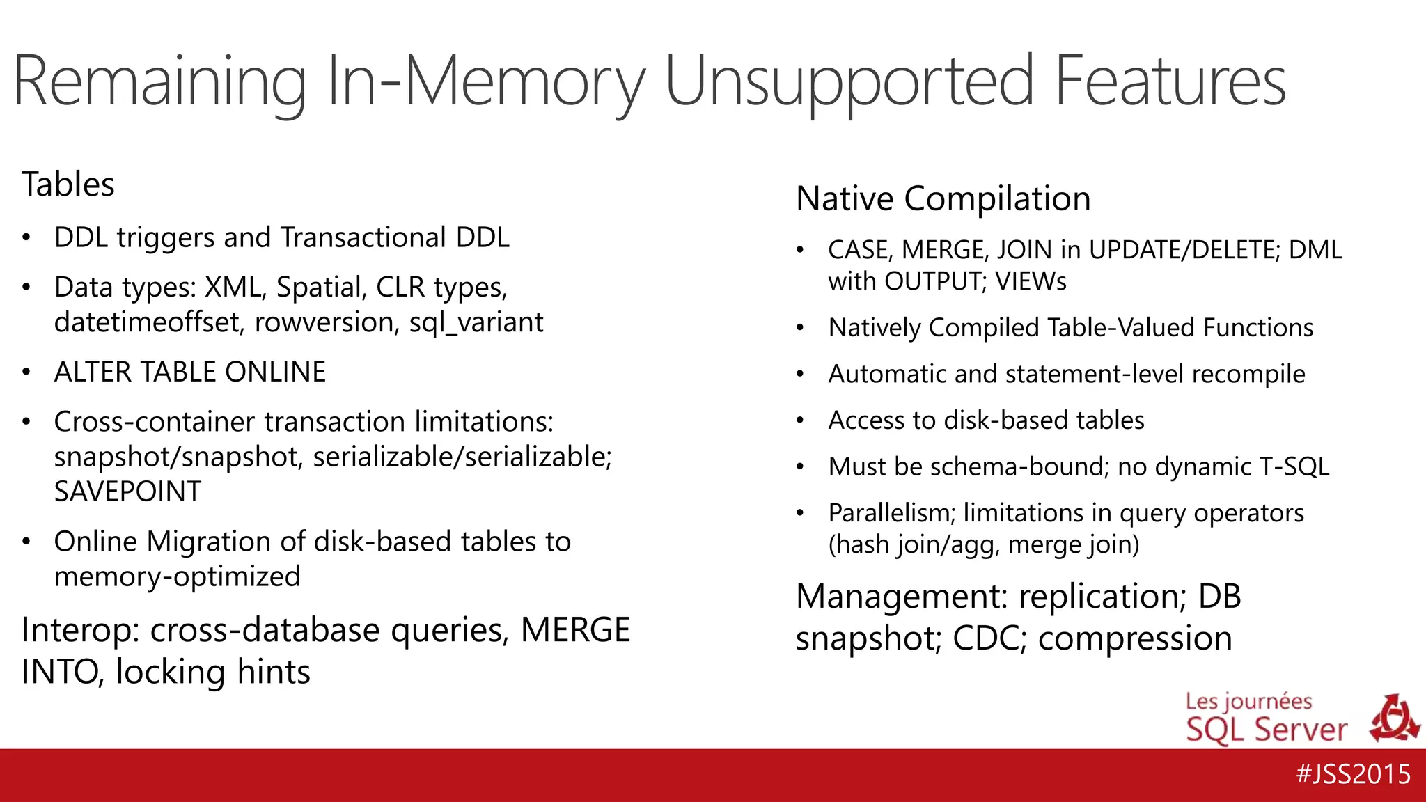[JSS2015] In memory and operational analytics | PPT