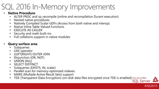 [JSS2015] In memory and operational analytics | PPT