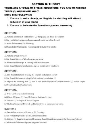 J.S.S.2 Computer Studies 3rd Term Examination | PDF