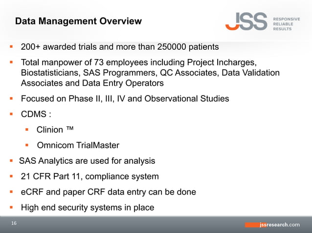 JSS Medical Research Corporate Overview | PPT