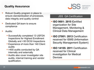 JSS Medical Research Corporate Overview | PDF