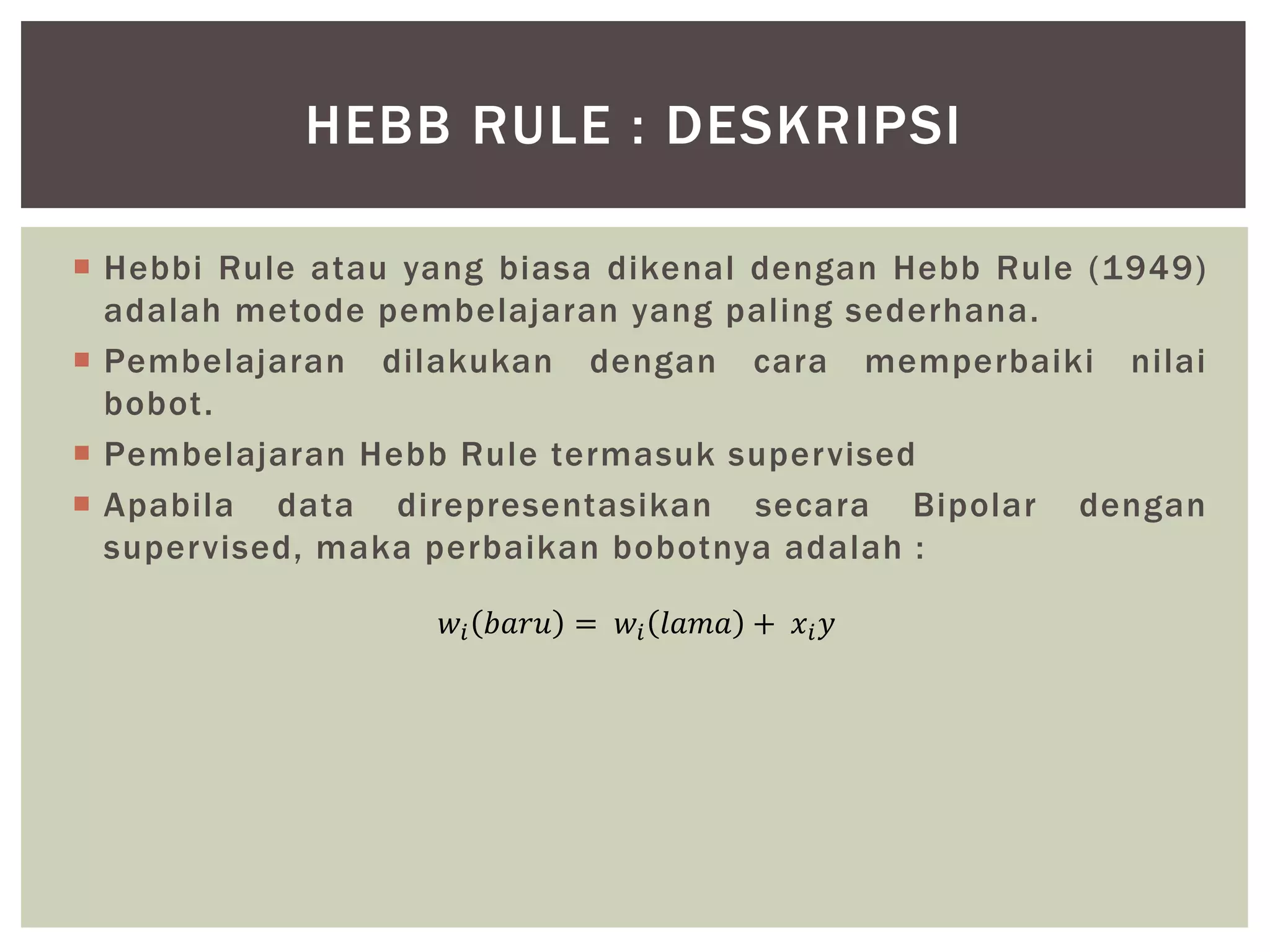 (Jst)hebb dan delta rule | PDF