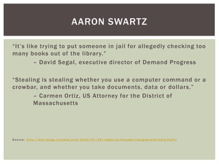 JSTOR & Aaron Swartz | PPT