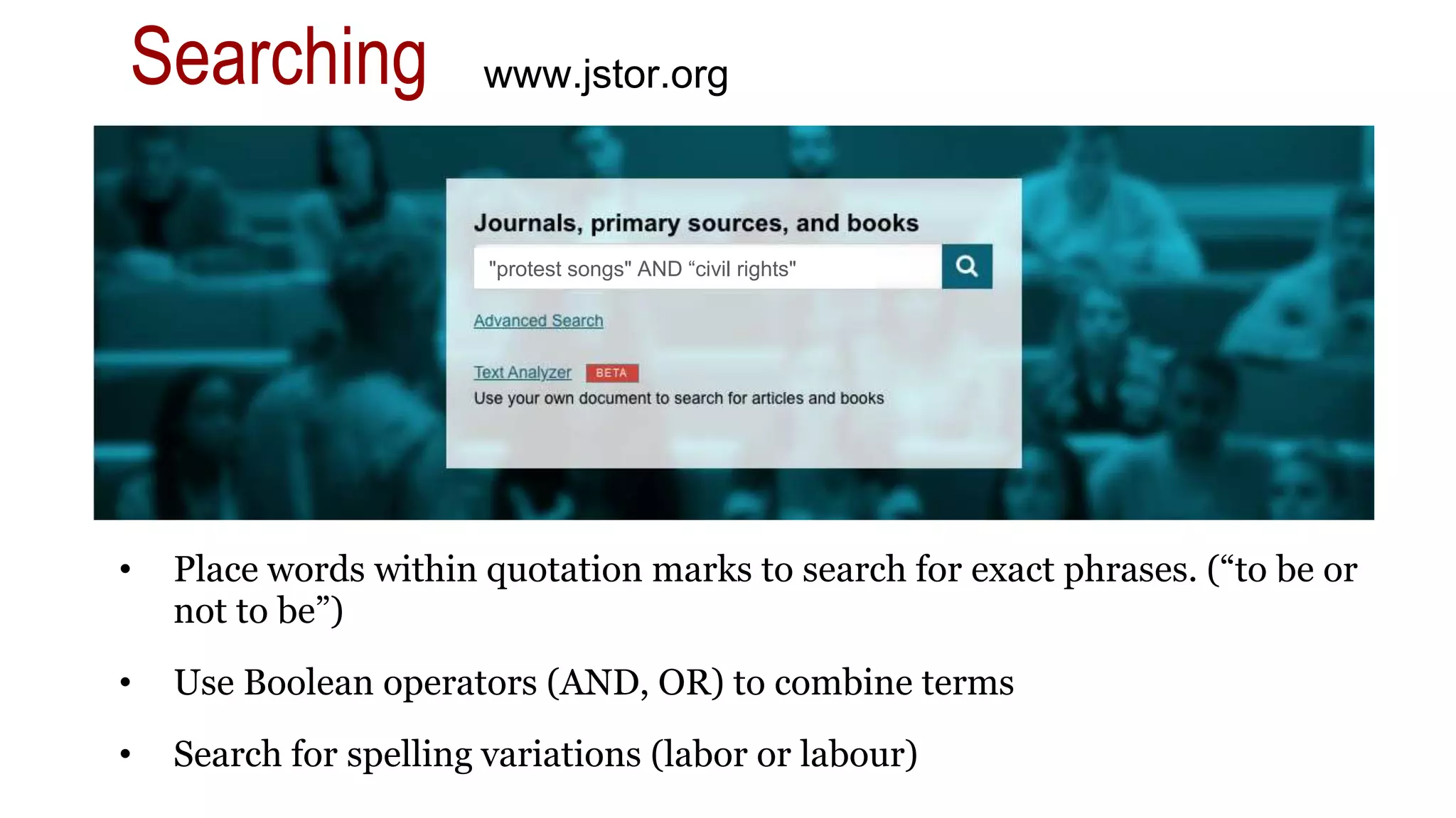 JSTOR for High School Students (2019) | PPTX | Search | Internet