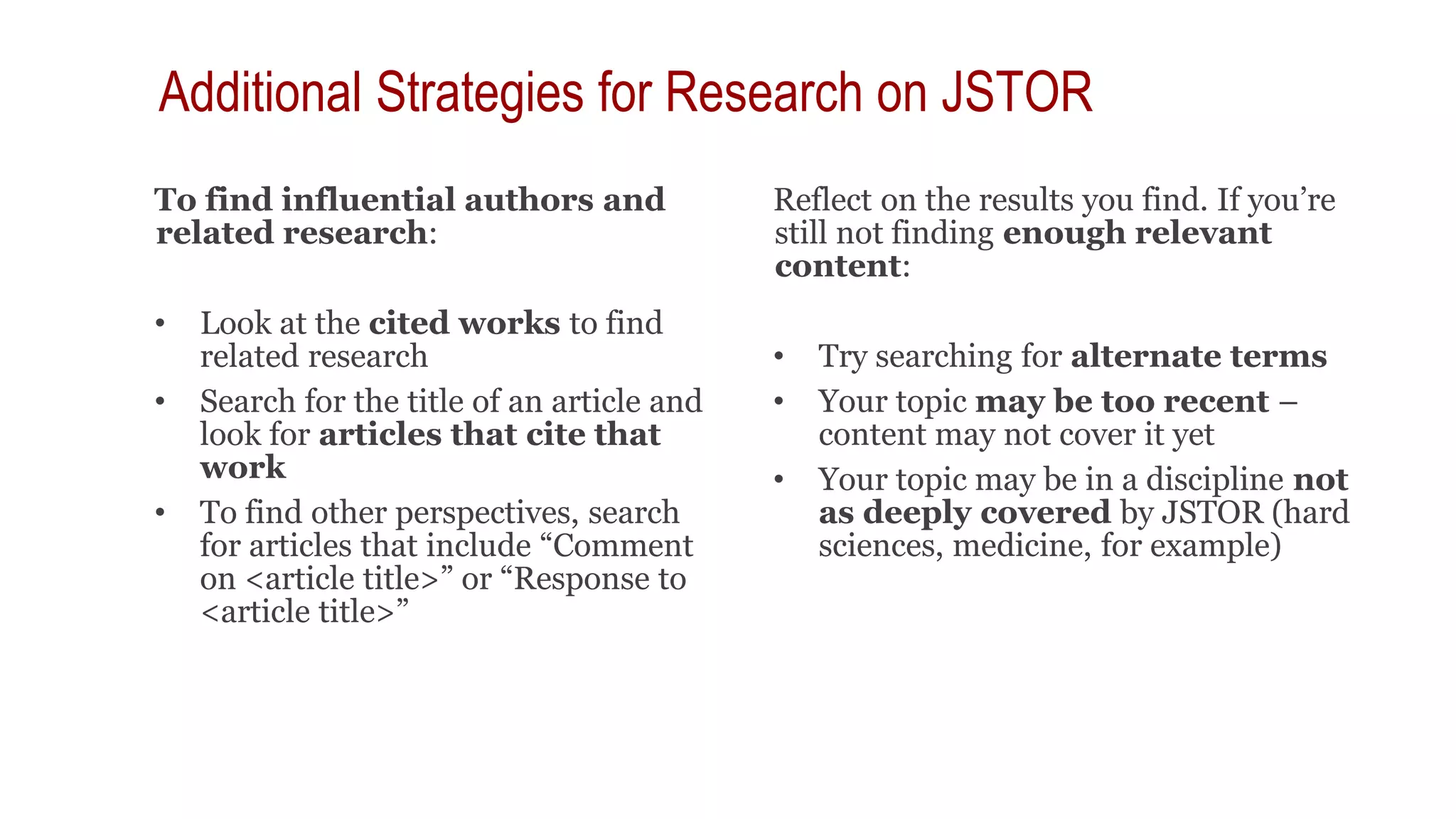 JSTOR for High School Students (2019) | PPTX | Search | Internet