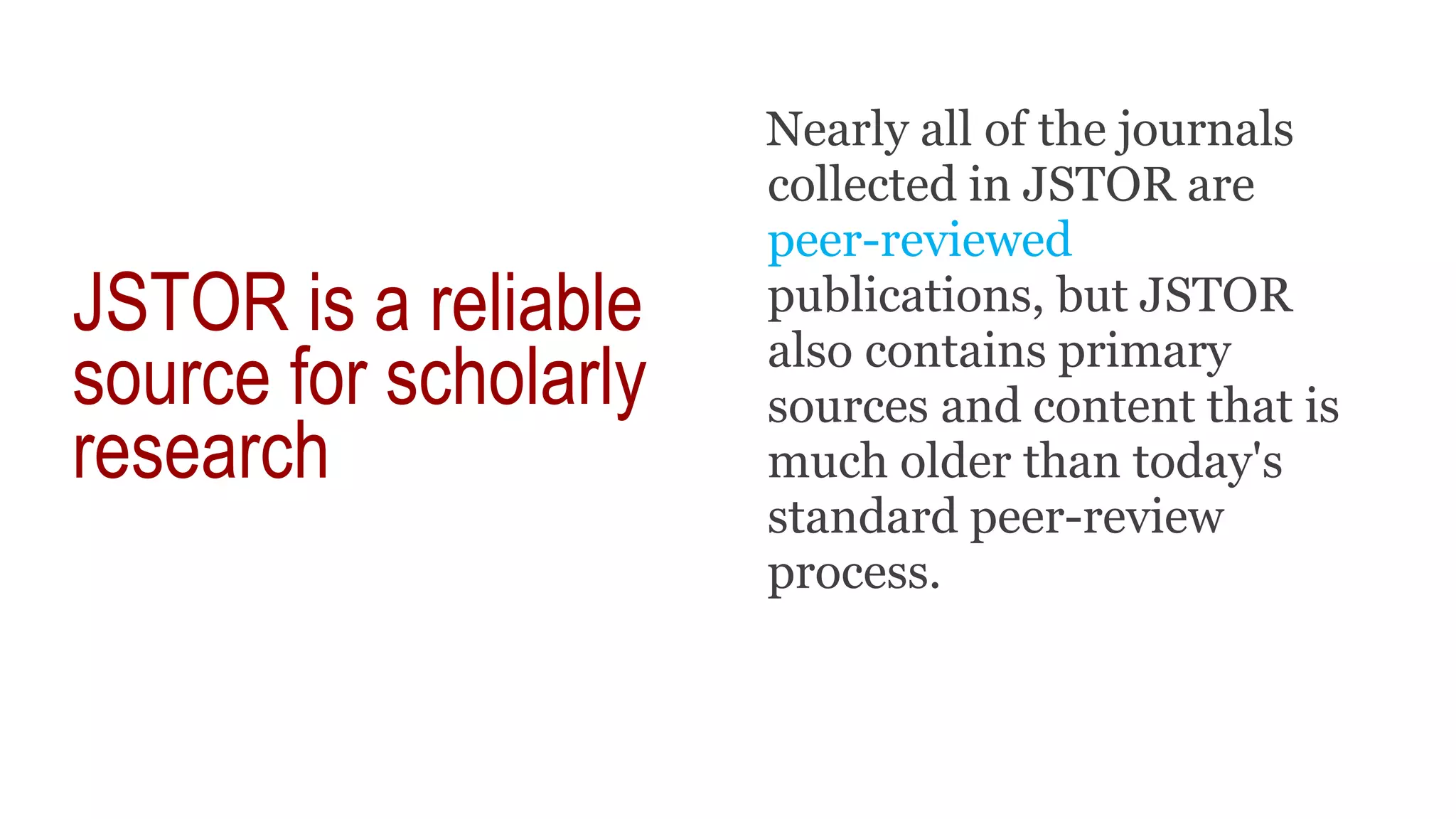 JSTOR for High School Students (2019) | PPTX