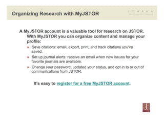 Using JSTOR: An Overview | PDF