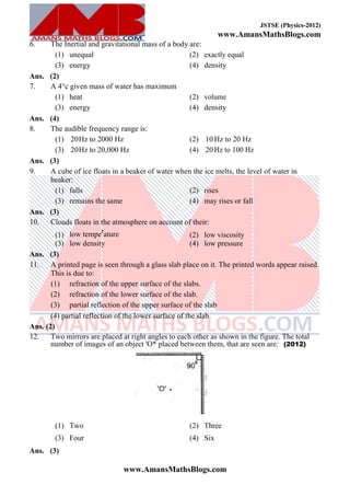 2012_JSTSE PHYSICS Previous Year Question Collection | PDF