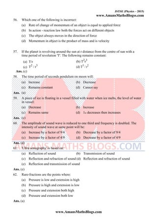 2015_JSTSE PHYSICS Previous Year Question Collection | PDF | Physics ...