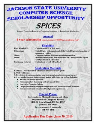 Computer Science Scholarships at Jackson State University | PDF ...
