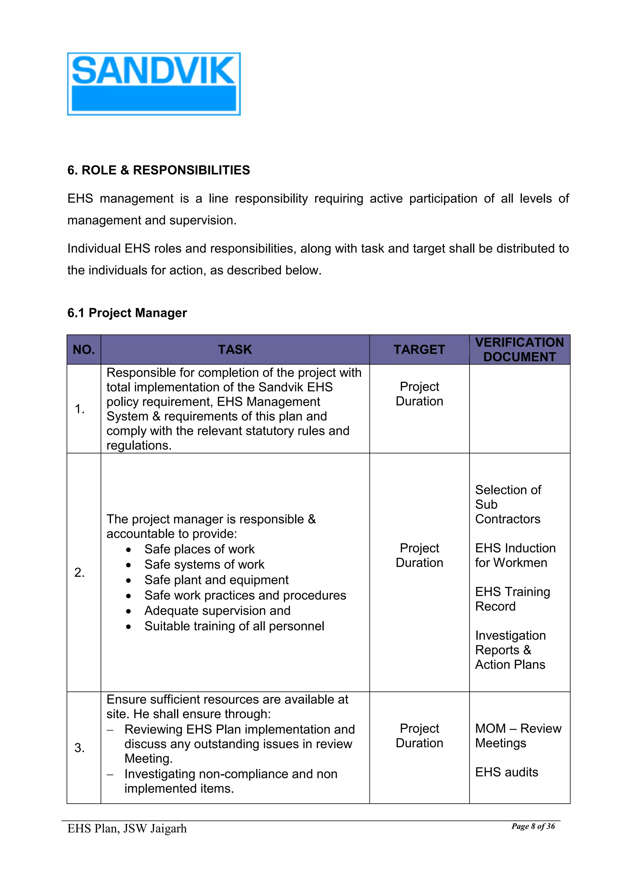 Project EHS Plan | PDF