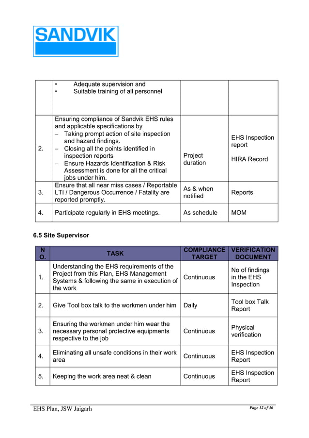 Project EHS Plan | PDF