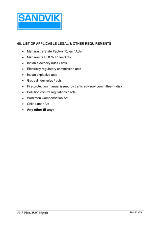 Project EHS Plan | PDF