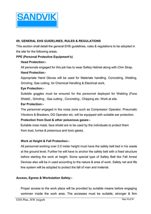 Project EHS Plan | PDF