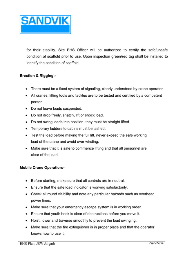 Project EHS Plan | PDF